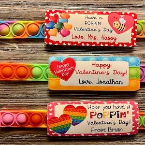 Valentines Day Kids Favors Pop It Bracelet, Valentines Gift for Kids ...