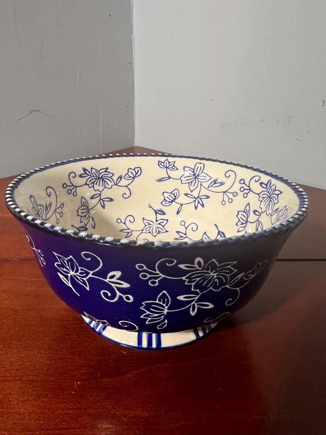 Temptations by Tara Blue Floral Lace Design Dinnerware Ceramic 24 Oz ...