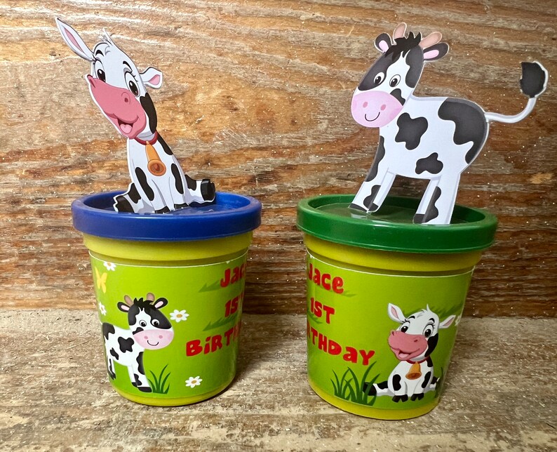 Cow Play-doh Birthday Party Favors, Cow Theme Kids Birthday, Party ...