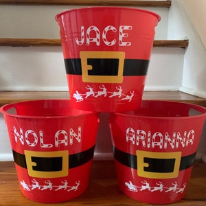 Personalized Christmas Red Bucket, Christmas Stockings, Holiday Decor ...