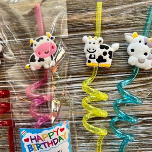 Cow Theme Kids Birthday Party Favors, Cow Straw, Cow Party Favors ...
