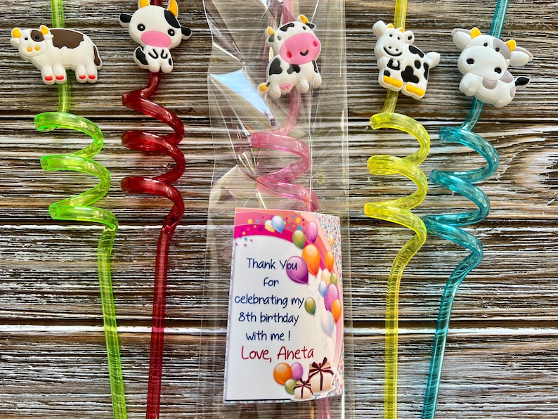 Cow Theme Kids Birthday Party Favors Cow Straw Cow Party - Etsy