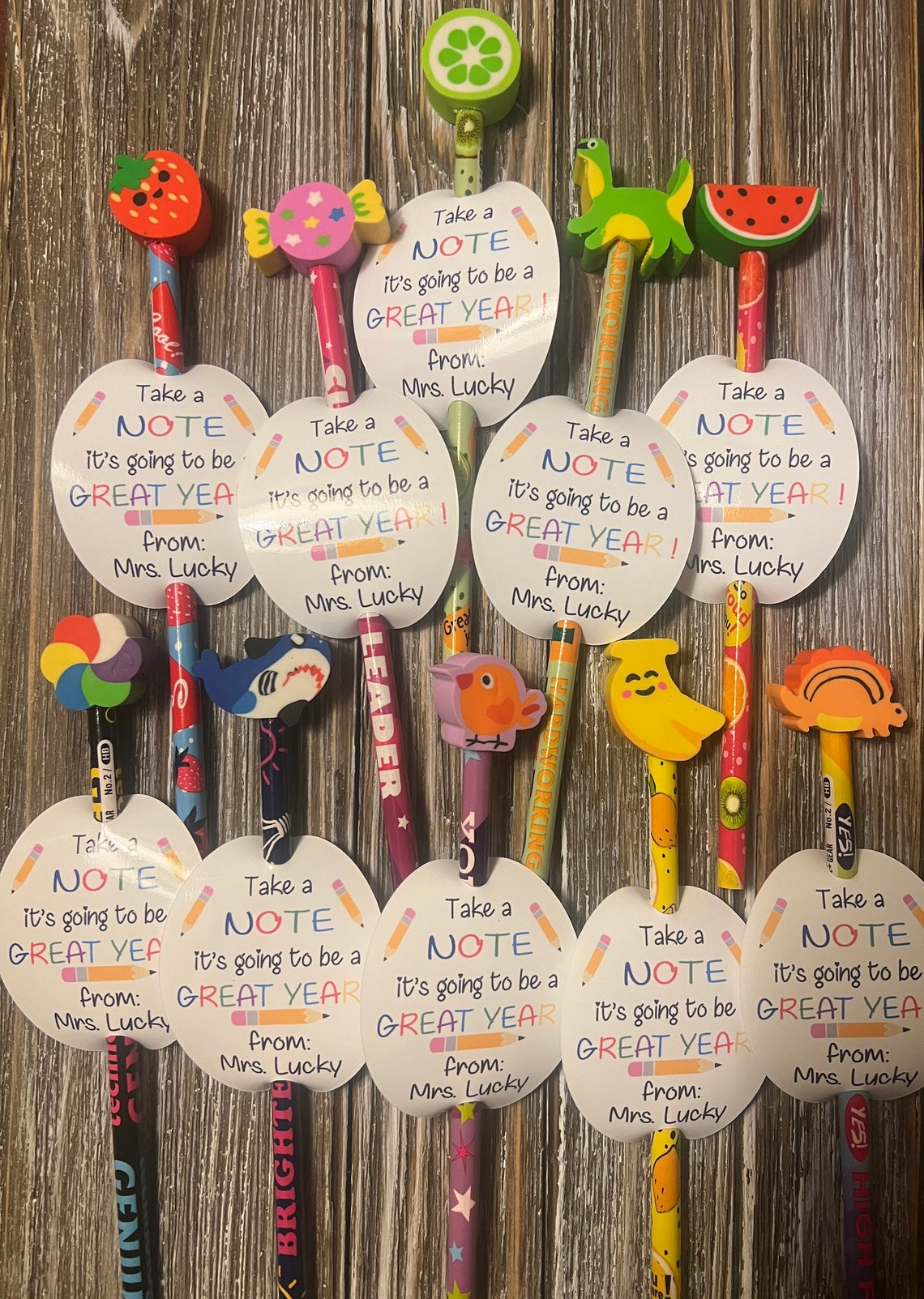 Personalized Tag With Pencil and Eraser , Back to School Gift, Student ...