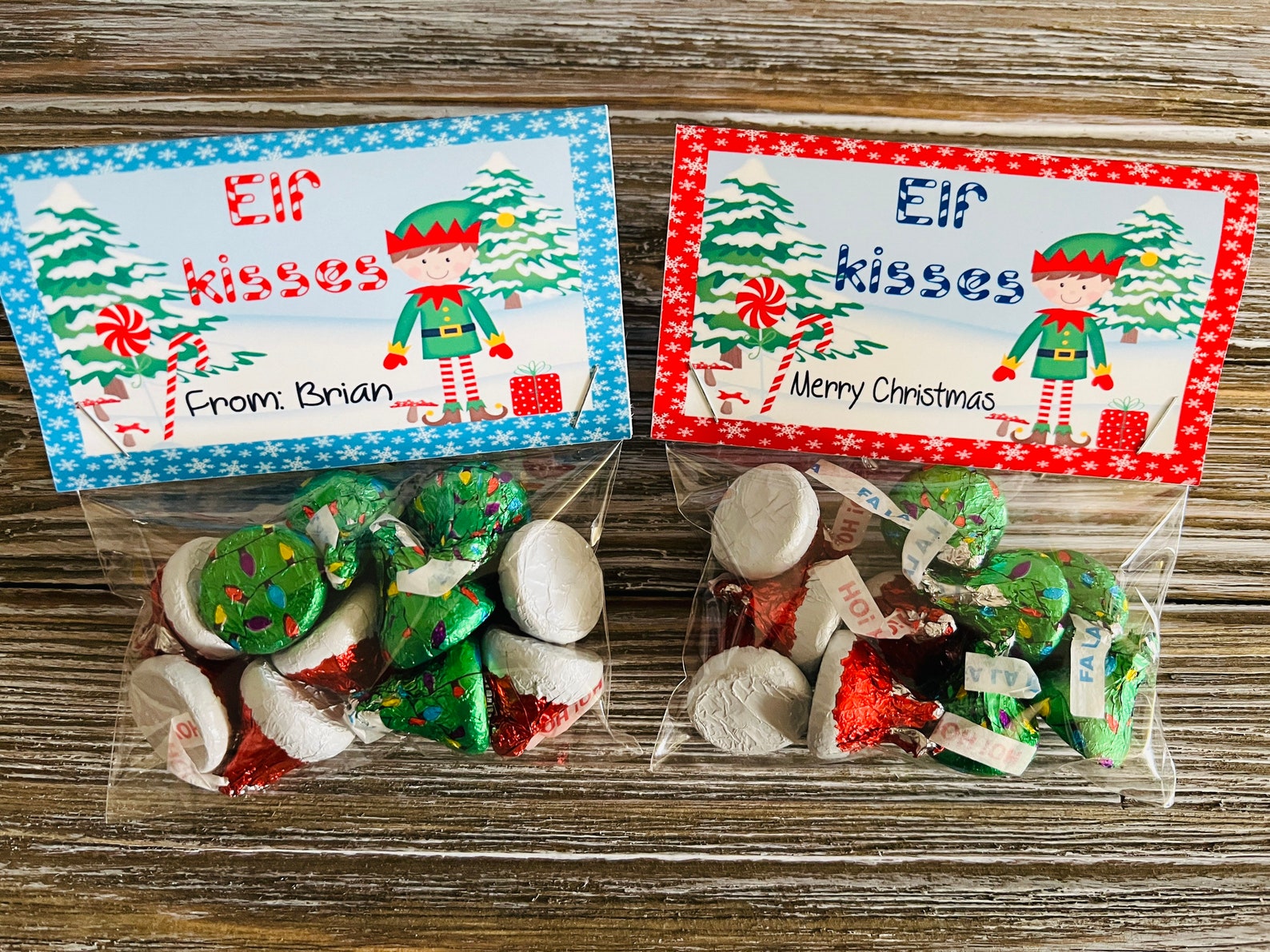 Elf Kisses Chocolate Party Favors Bag Elves Christmas Candy - Etsy