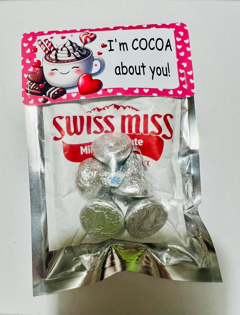 Personalized Valentines Day Hot Cocoa Kit & Chocolate Kisses, Party ...