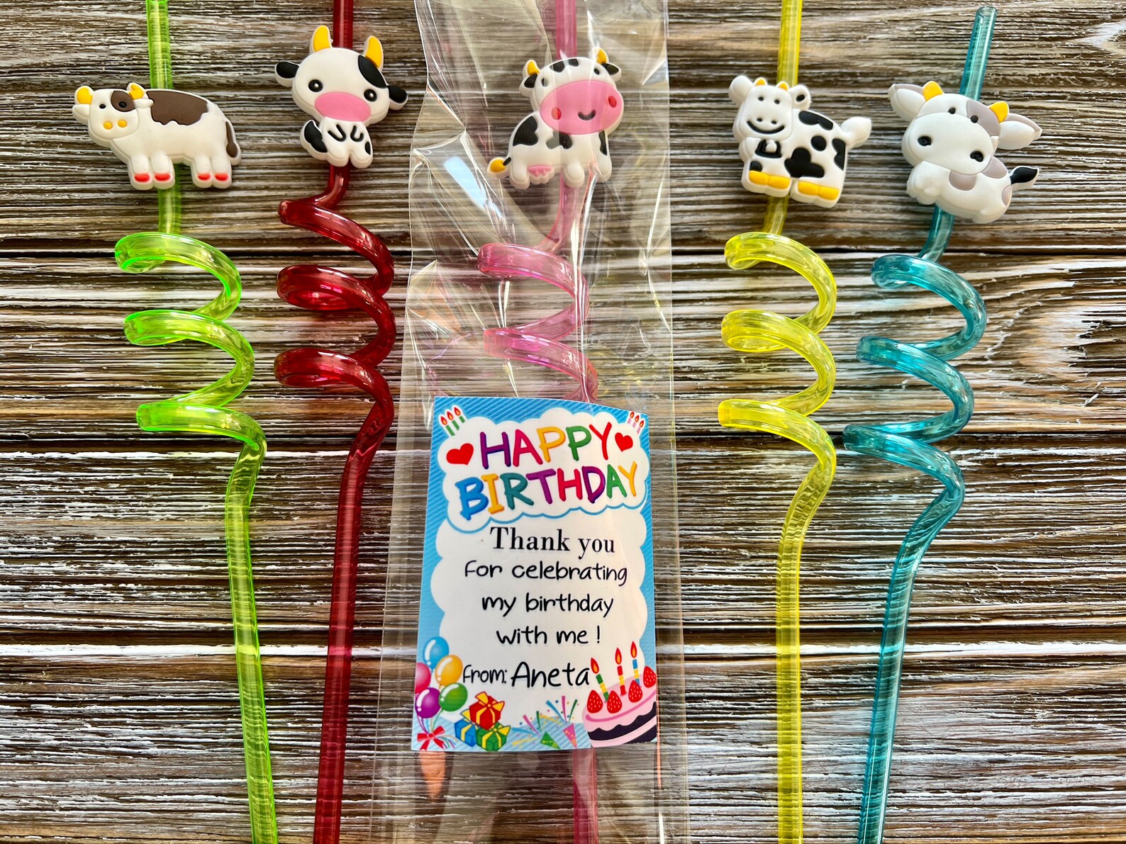 Cow Theme Kids Birthday Party Favors Cow Straw Cow Party - Etsy