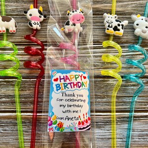 Cow Theme Kids Birthday Party Favors, Cow Straw, Cow Party Favors ...
