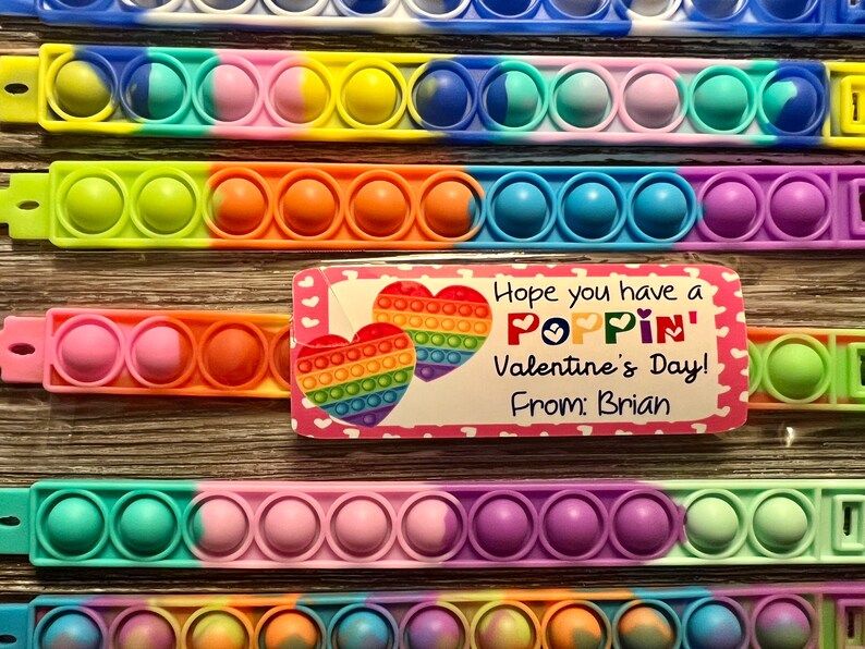 Valentines Day Kids Favors Pop It Bracelet, Valentines Gift for Kids ...