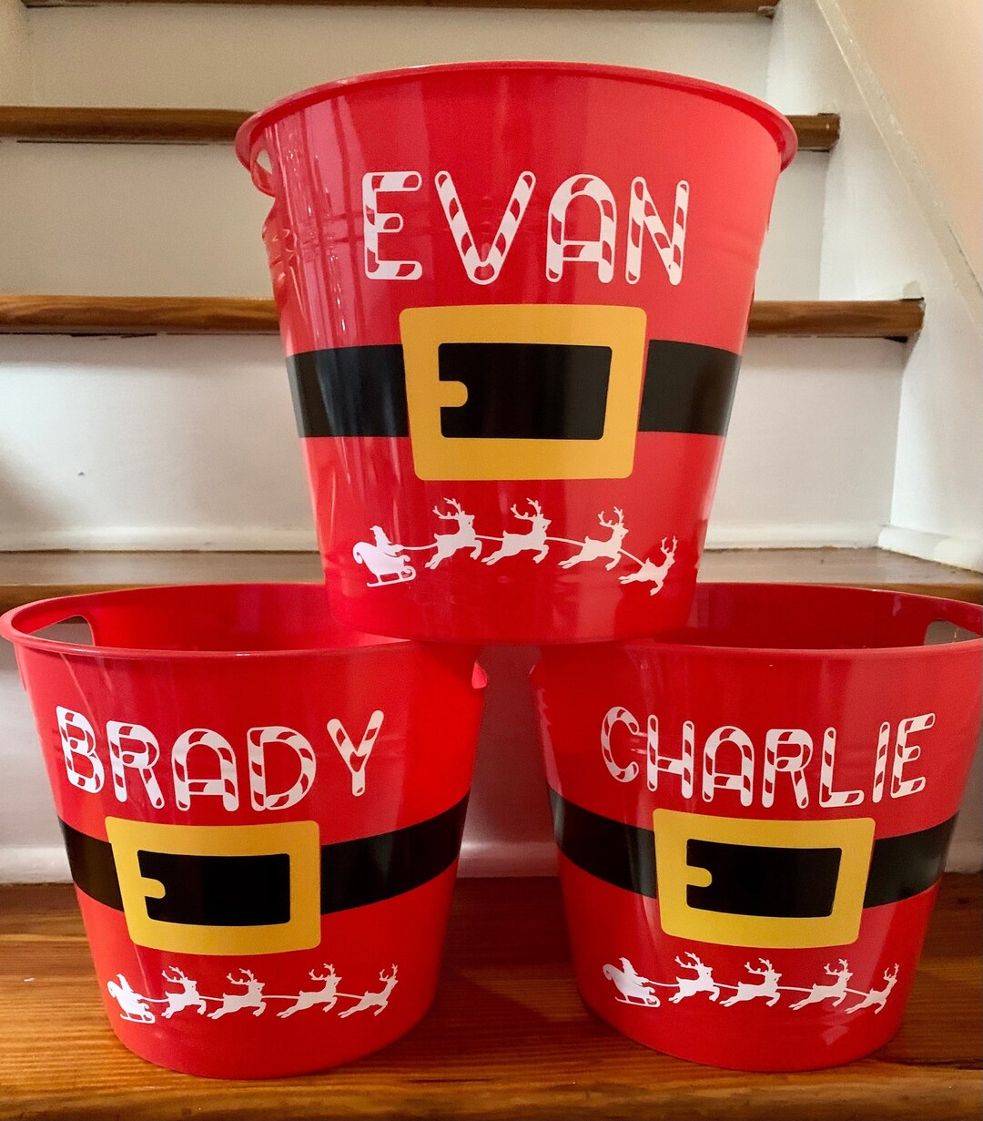 Personalized Christmas Red Bucket, Christmas Stockings, Holiday Decor ...
