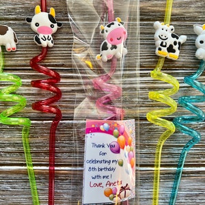 Cow Theme Kids Birthday Party Favors, Cow Straw, Cow Party Favors ...