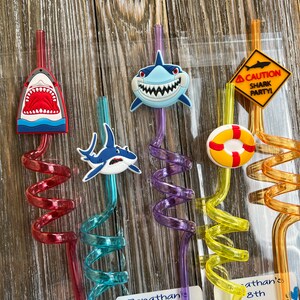 Shark Kids Birthday Party Favors , Shark Straw , Shark Party Favors ...