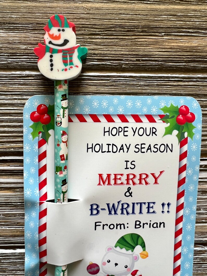 Personalized Kids Christmas Pencil Party Favors Classroom - Etsy
