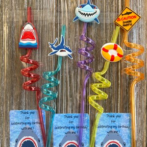 Shark Kids Birthday Party Favors , Shark Straw , Shark Party Favors ...