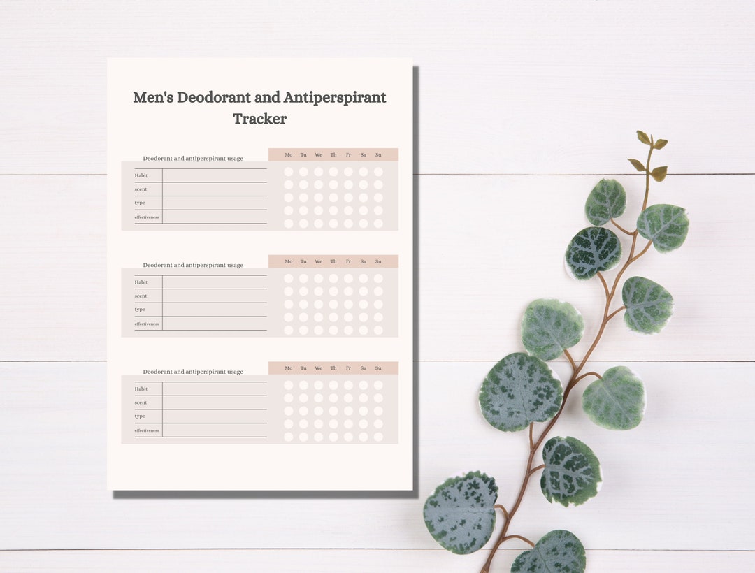 Men's Hygiene Digital Spreadsheet for Tracking and Managing Deodorant ...