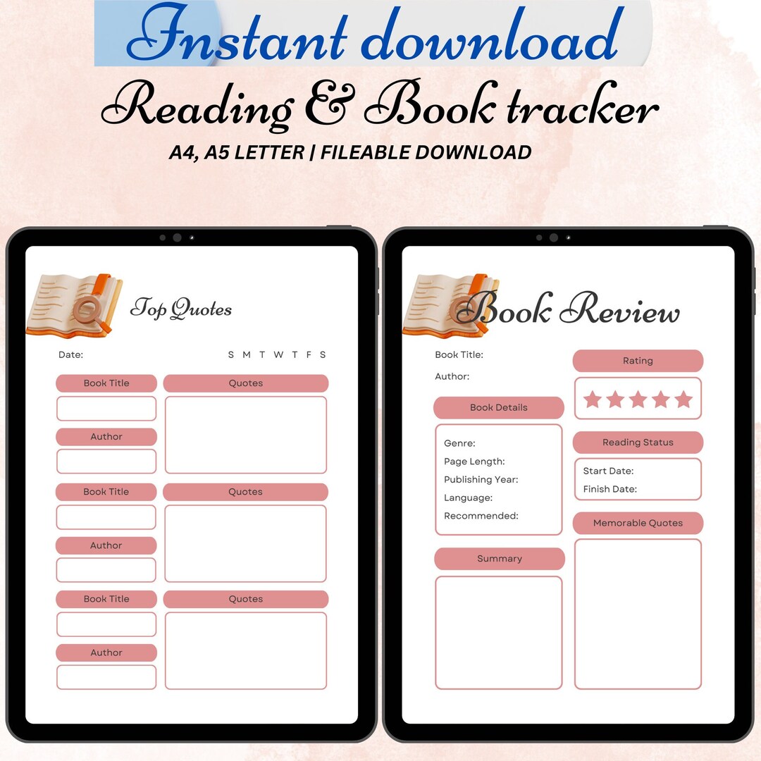 Reading and Book Tracker, Printable Reading and Book Tracker, Reading ...