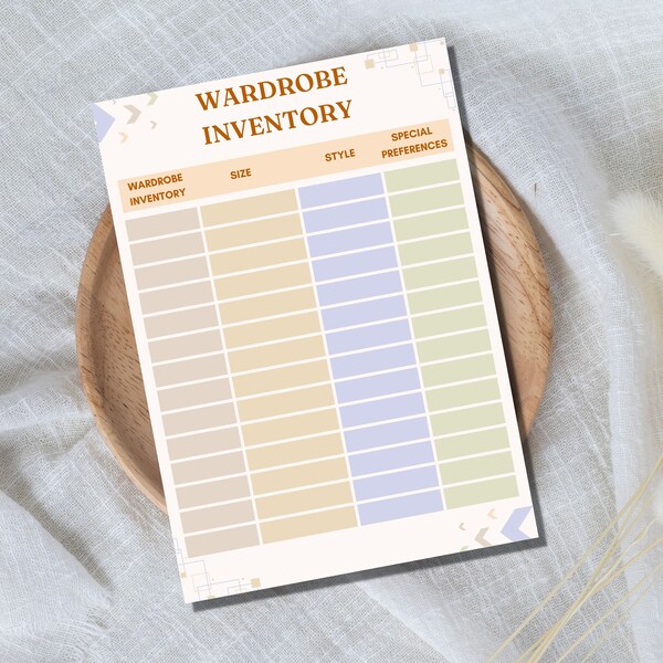 Wardrobe Spreadsheet - Etsy