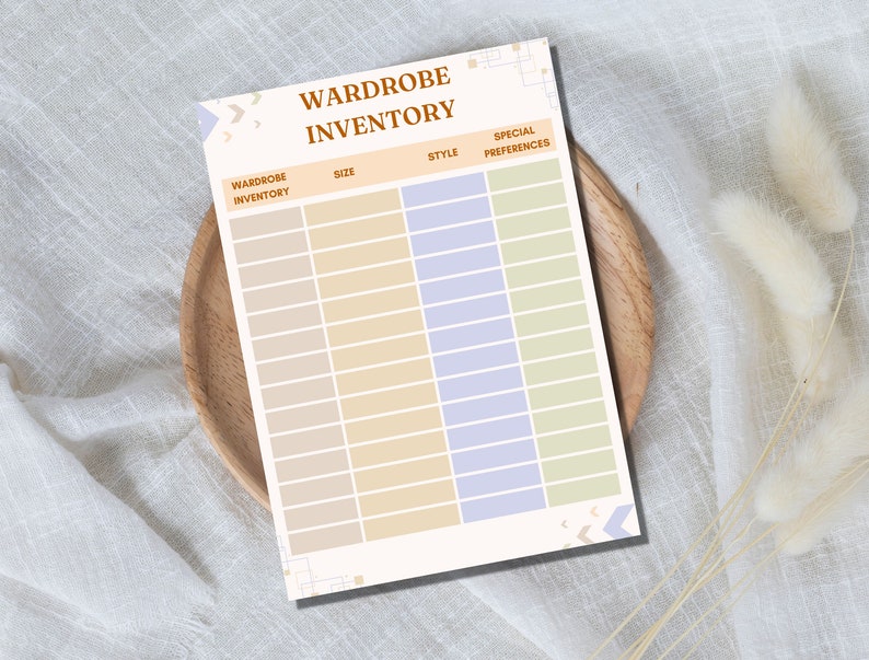 Wardrobe Inventory Digital Spreadsheet for Tracking and - Etsy