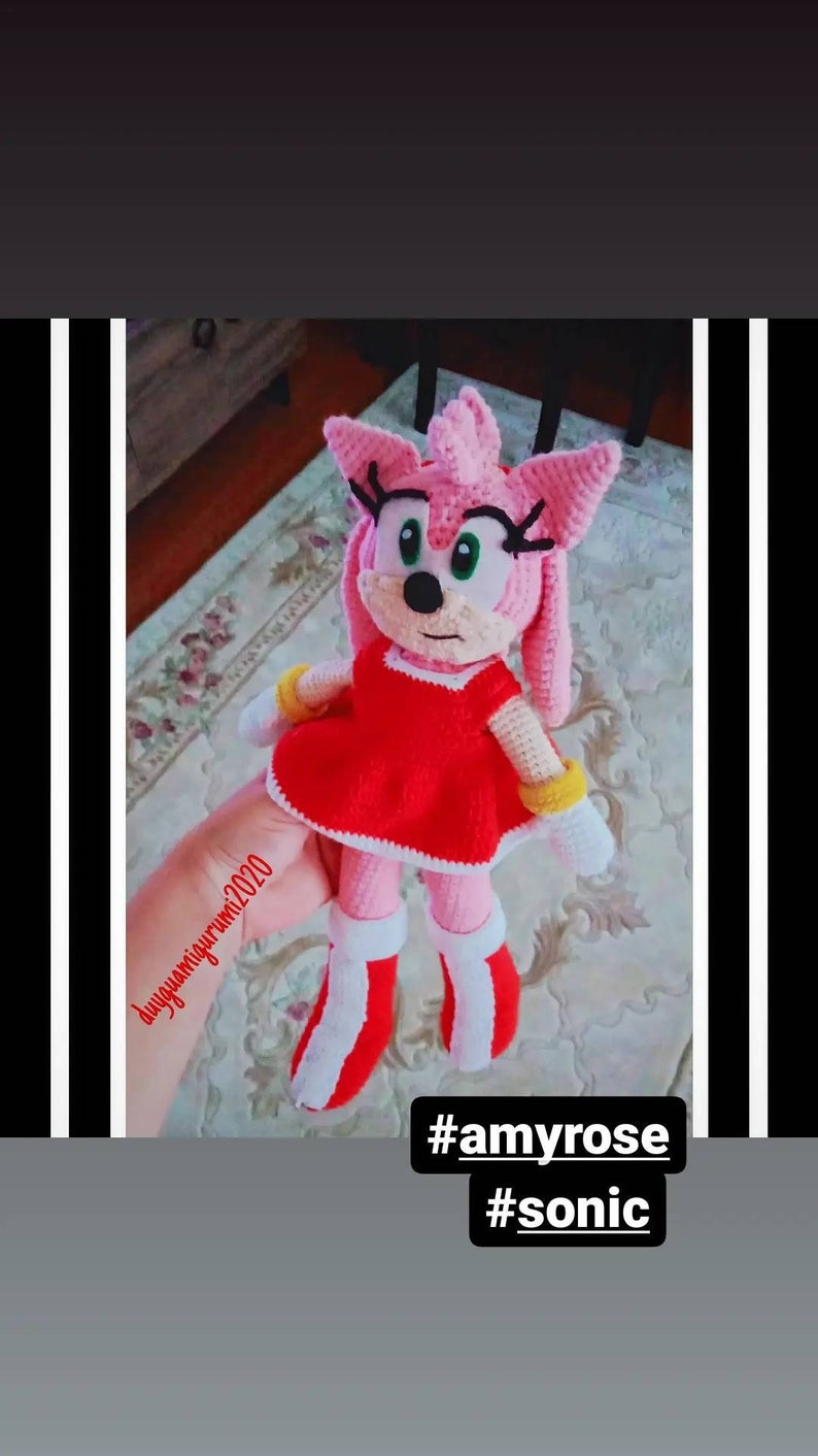 Crochet Pink Amy, Super Sonic Hedgehog, Knuckls, Black Shadow ...