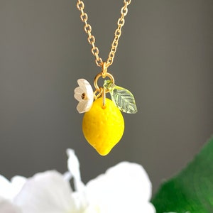 14k Gold Filled Lemon Necklace: Glass Fruit Pendant - Etsy