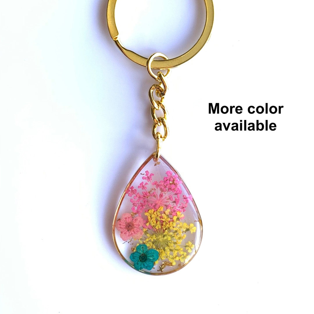 Resin Real Flower Keychain /dried Flower Keychain /pressed - Etsy