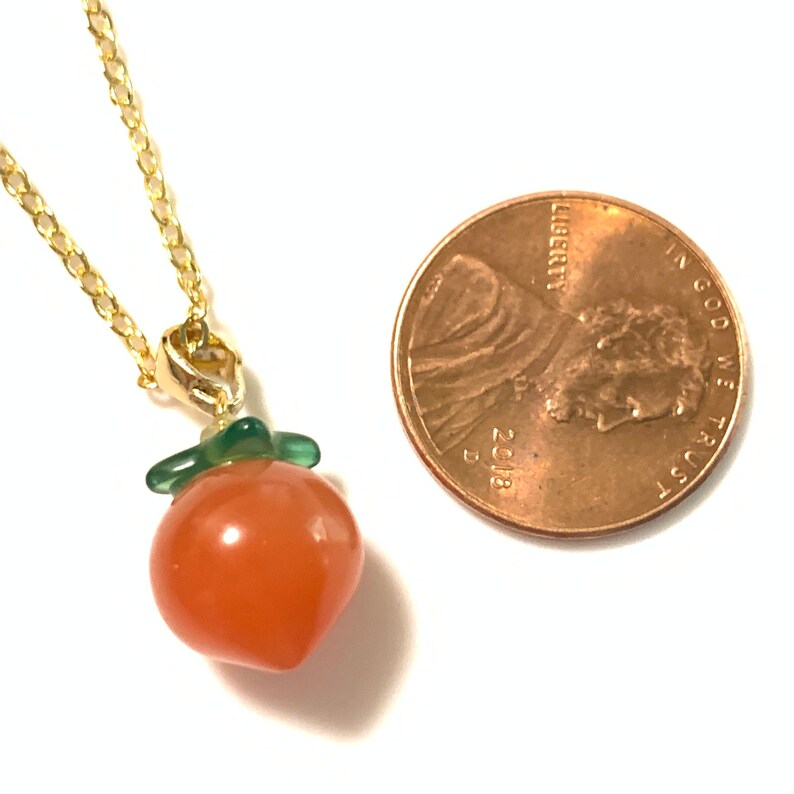 Agate Peach Pendant Necklace - 14k Gold Filled Chain - Etsy