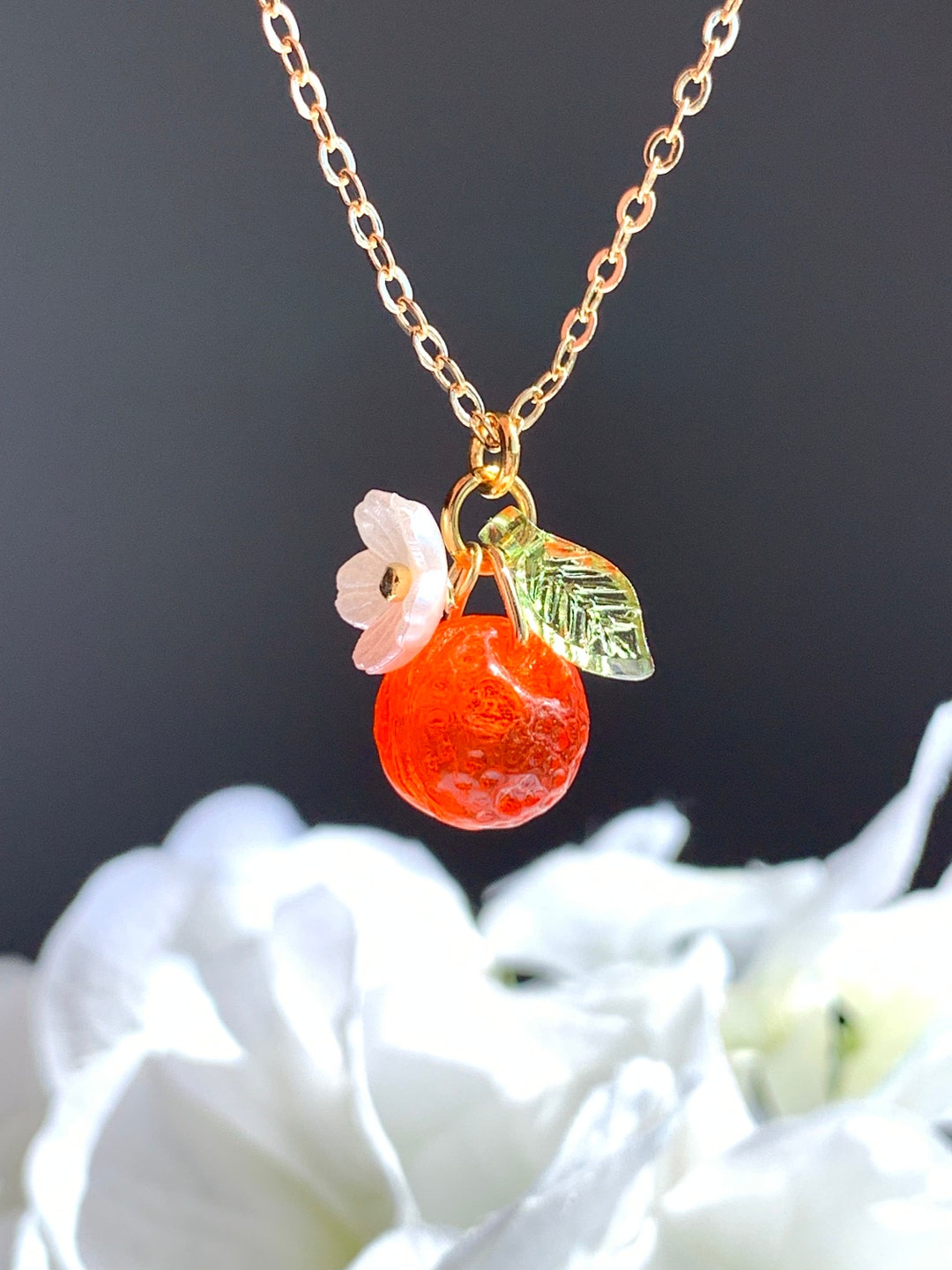 Orange Pendant Necklace: 14k Gold Filled Chain - Etsy