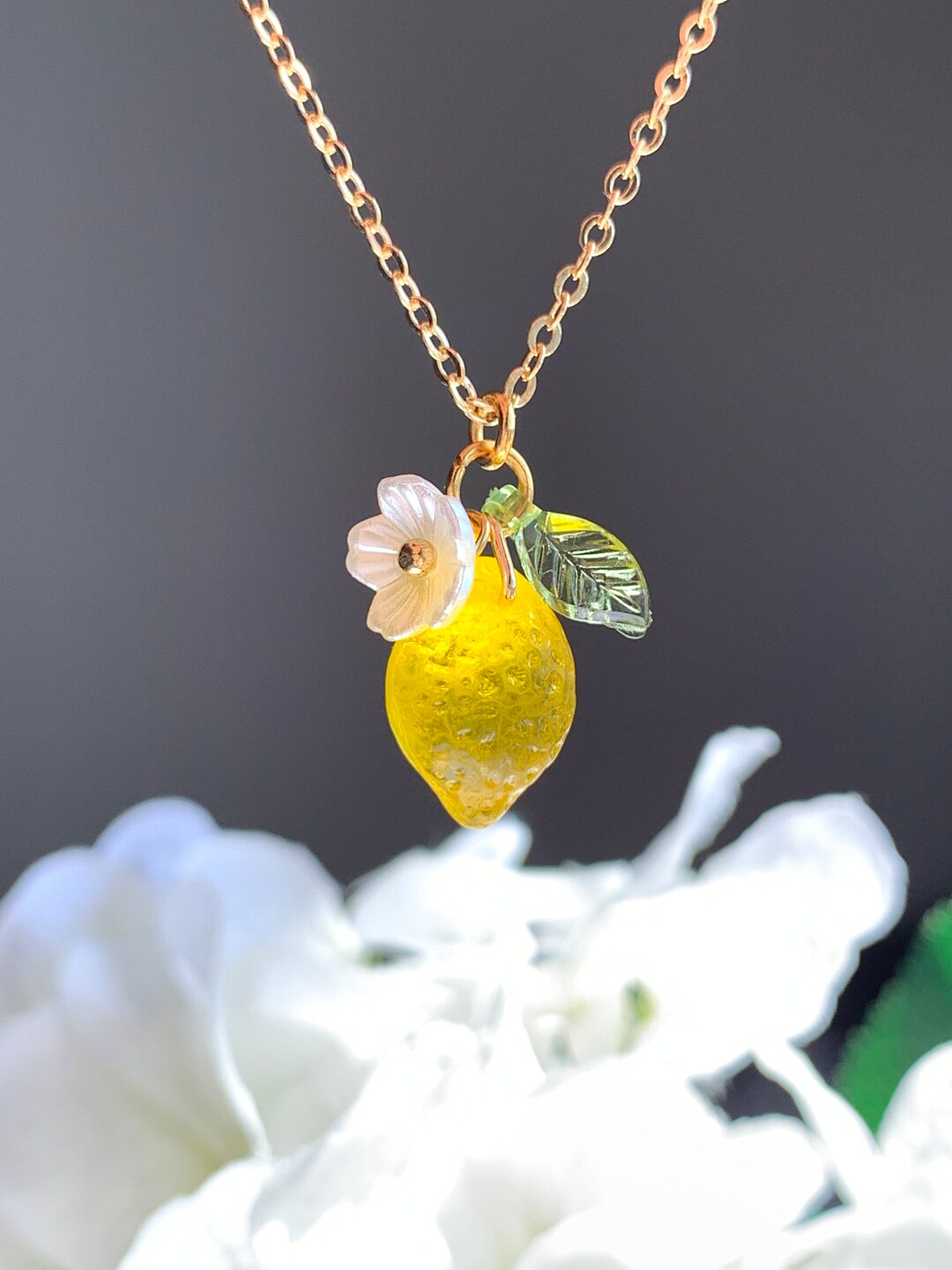 14k Gold Filled Lemon Necklace: Glass Fruit Pendant - Etsy