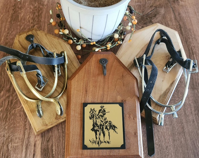 ENGRAVED Red Oak Trophy Spur Display Stand - the Perfect Display Piece ...
