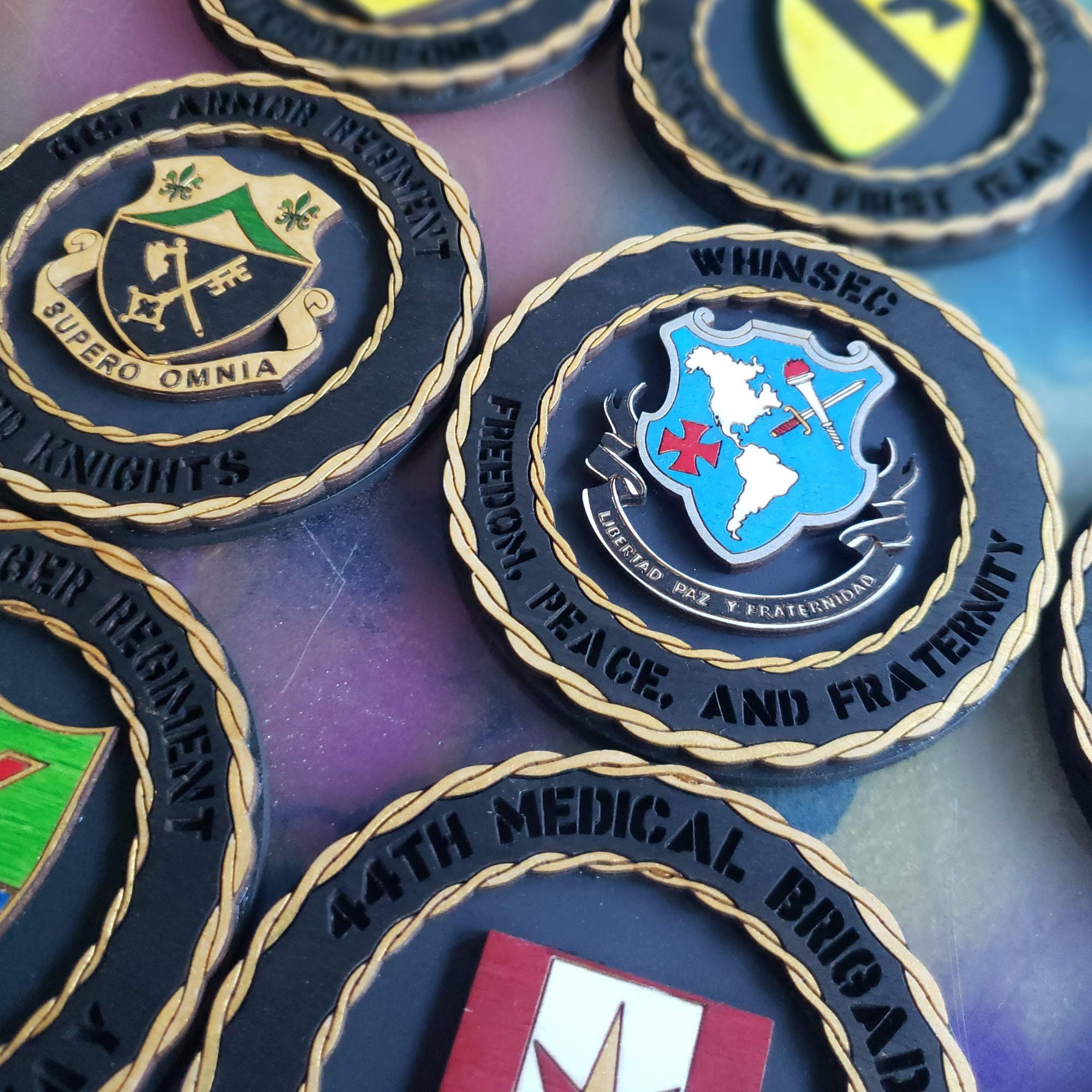 Custom Military Unit Insignia With Black Disk Backing Ornament Magnet ...