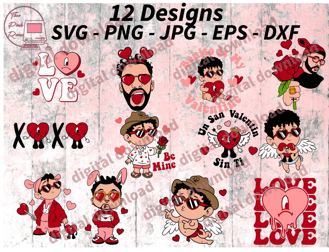 Bad Bunny Valentines Day SVG Bundle, Benito SVG, Un Valentina Sin Ti ...
