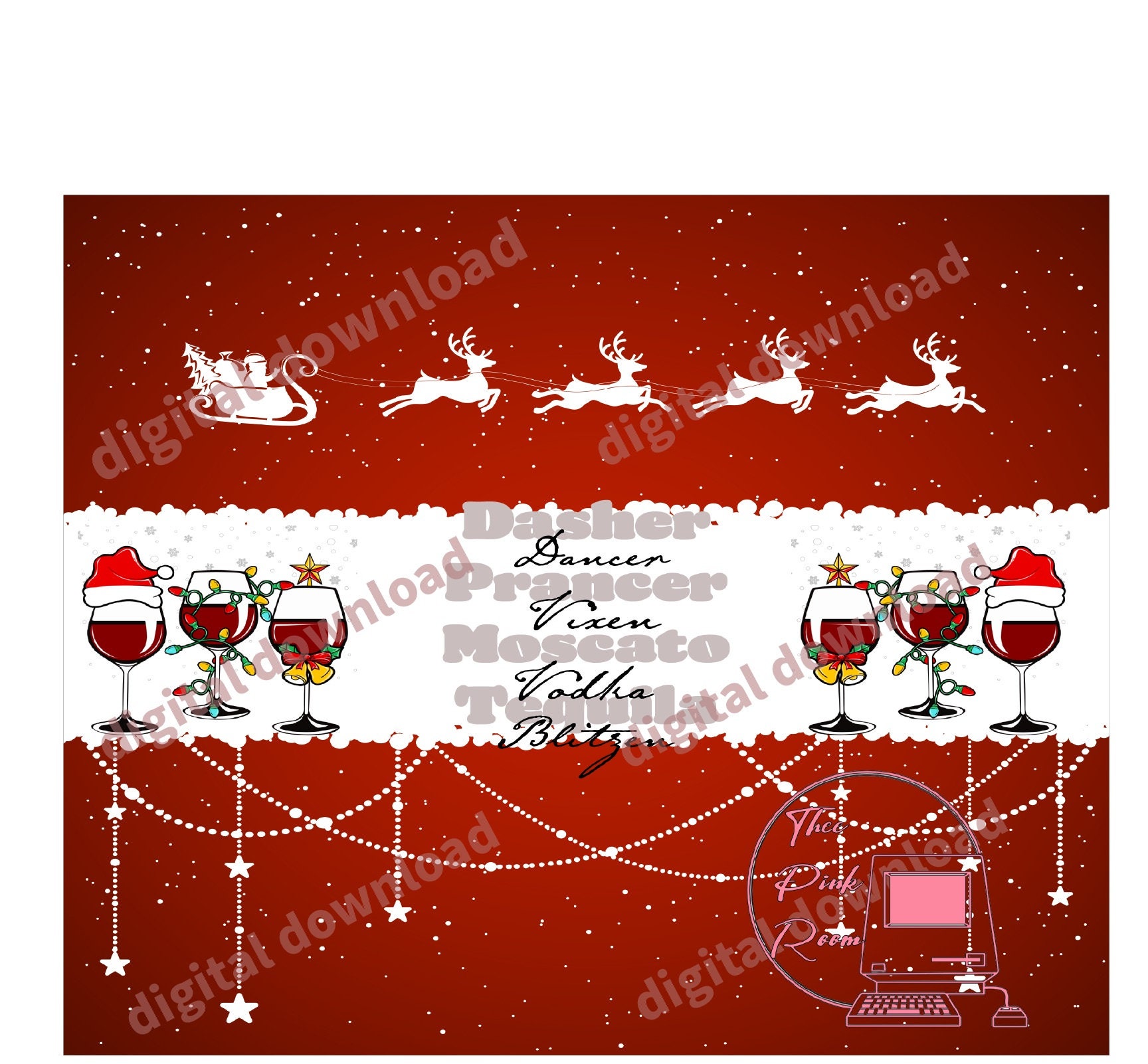 Christmas Tumbler Wrap PNG Dasher Dancer Moscato Vodka - Etsy