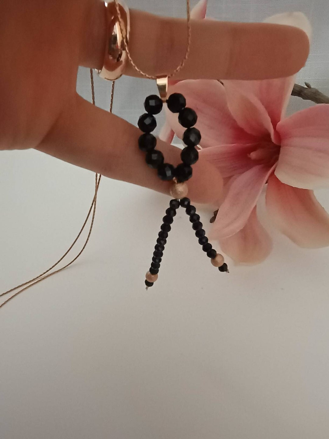 Pendant 14K Rose Gold Filled With Real AAA Black Tourmaline - Etsy