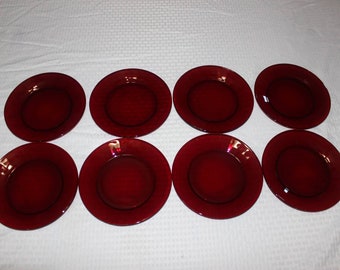 Red Glass Plates | Etsy