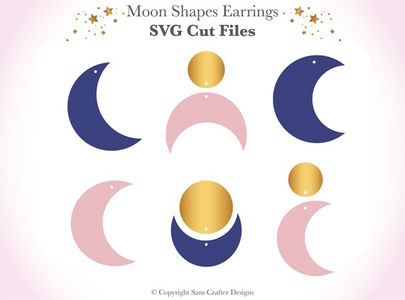 Moon Shapes Lunar Crescent Inspired Earrings SVG Template Cut - Etsy
