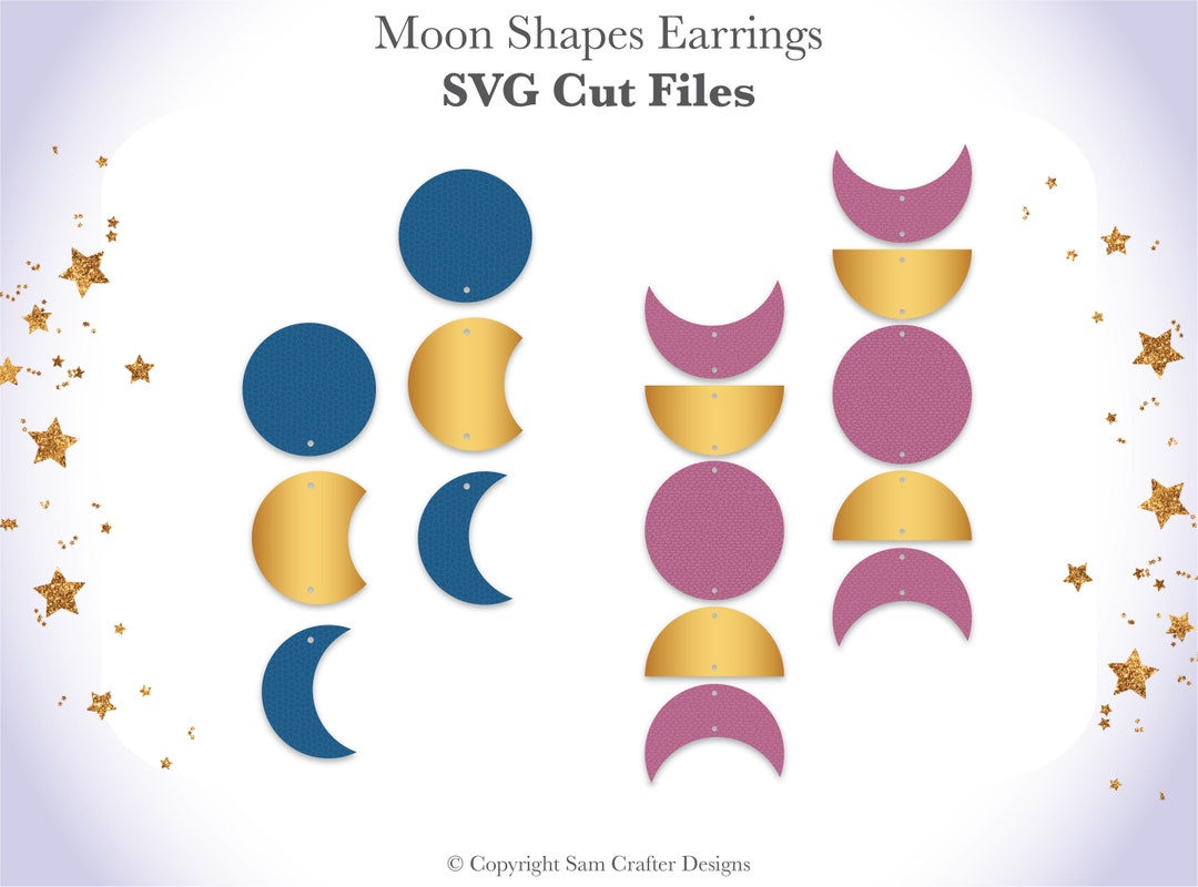 Moon Shapes Lunar Crescent Inspired Earrings SVG Template Cut Files ...