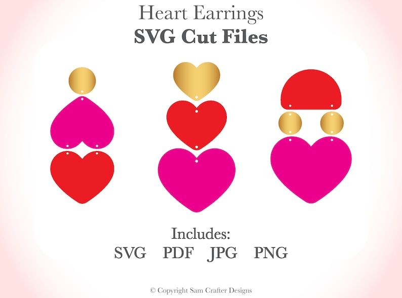 Heart Shape Earrings Valentines Day DIY Easy SVG Pdf PNG Cut Files Wood ...