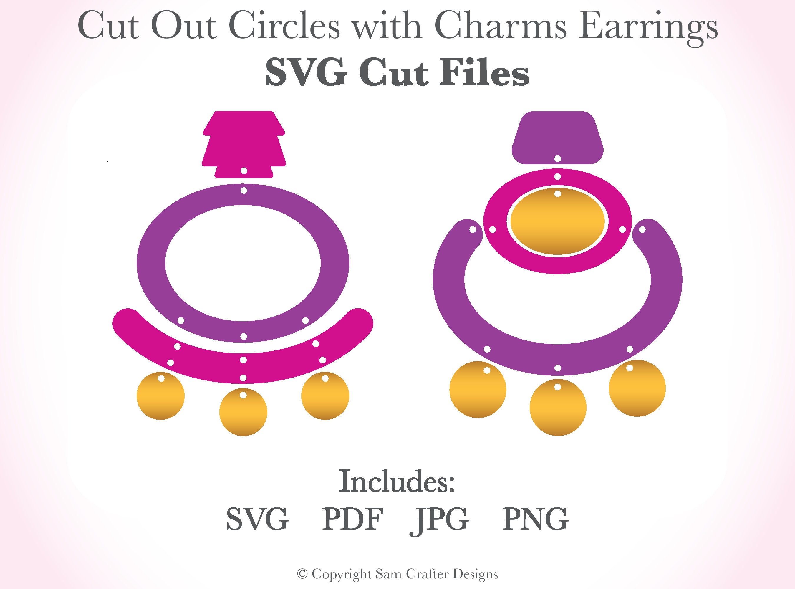 Unique Oval Circle Shape Earrings SVG Template Cut Files Pattern Design ...