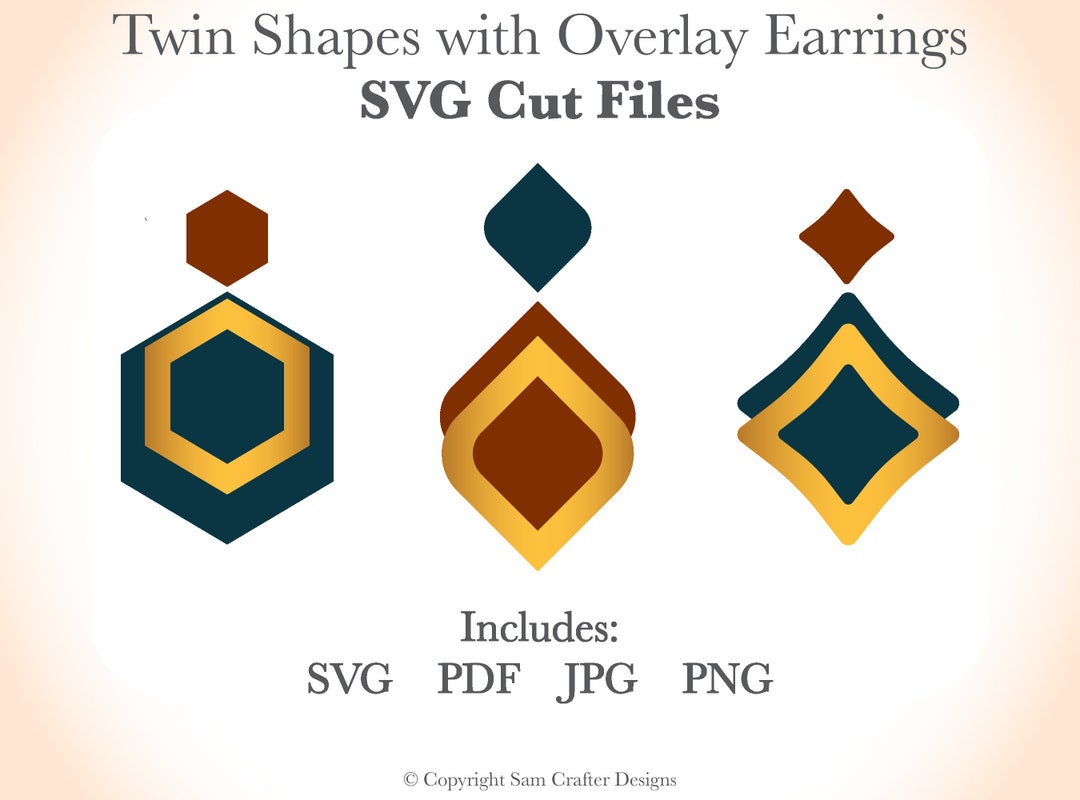 Layered Shapes Hexagon Square Teardrop Earrings SVG Cut File Design ...