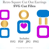 Layered Shapes Hexagon Square Teardrop Earrings SVG Cut File Design ...