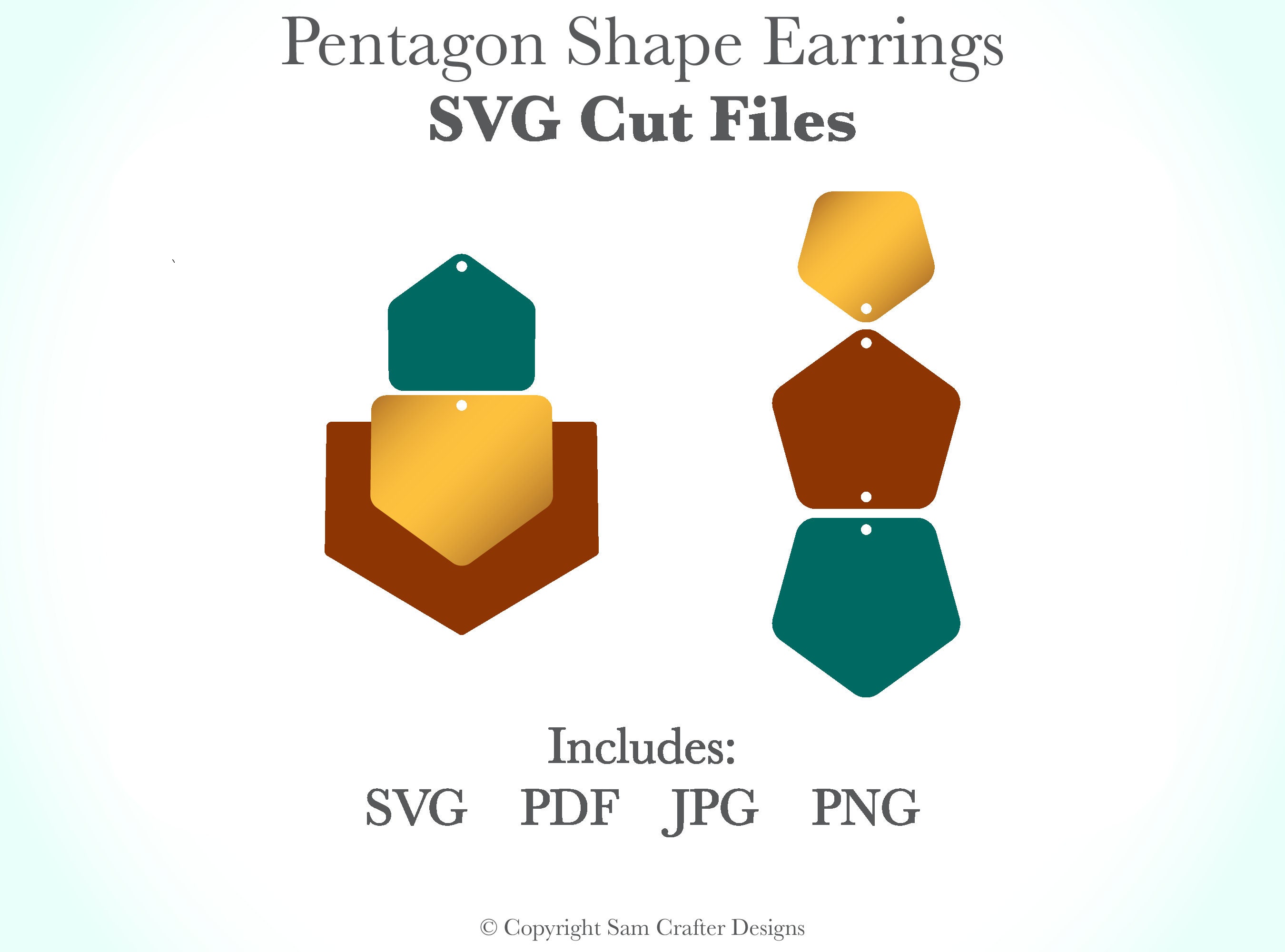 Pentagon Shape Earrings Five Sides SVG Template Cut Files Pattern ...