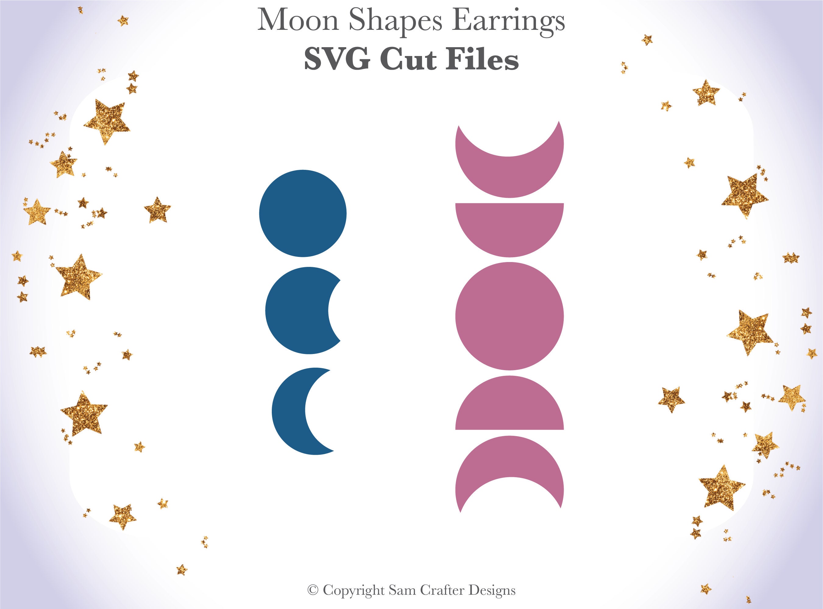 Moon Shapes Lunar Crescent Inspired Earrings SVG Template Cut Files ...