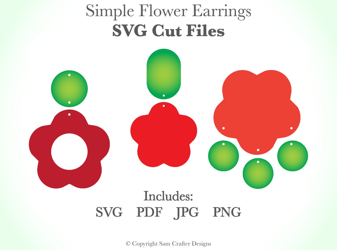 Simple Flower Earrings DIY Easy SVG Pdf PNG Cut Files Pattern Wood ...