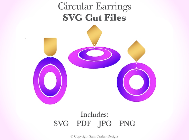 Circle Shape Earring Design DIY Easy SVG Pdf PNG Cut Files Wood Leather ...