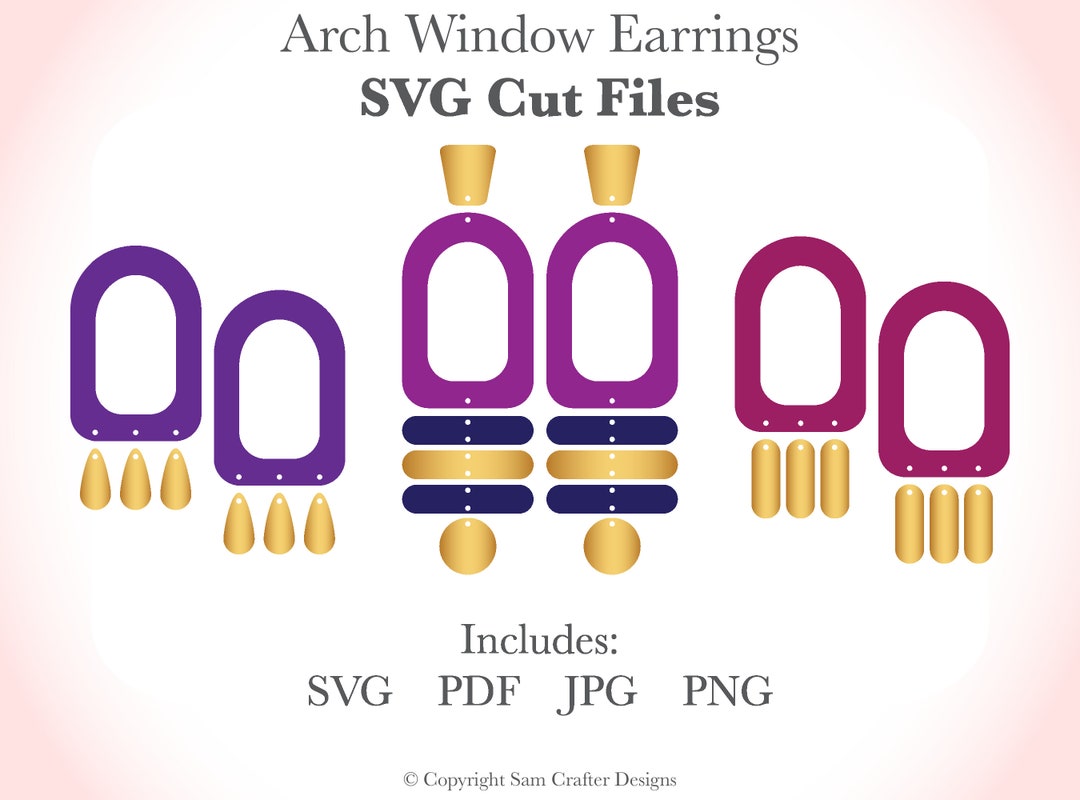 DIY Arch Shaped Design Window Cut Out Earring SVG Pdf PNG Cut Files ...