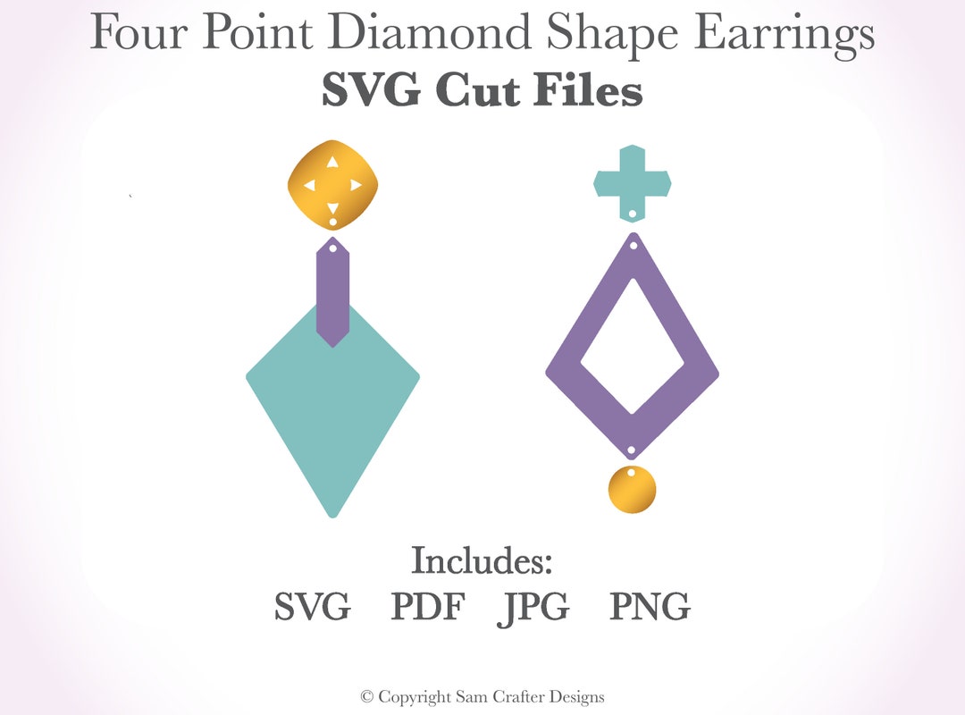 Four Point Diamond Shape Earrings SVG Template Cut Files Pattern Design ...