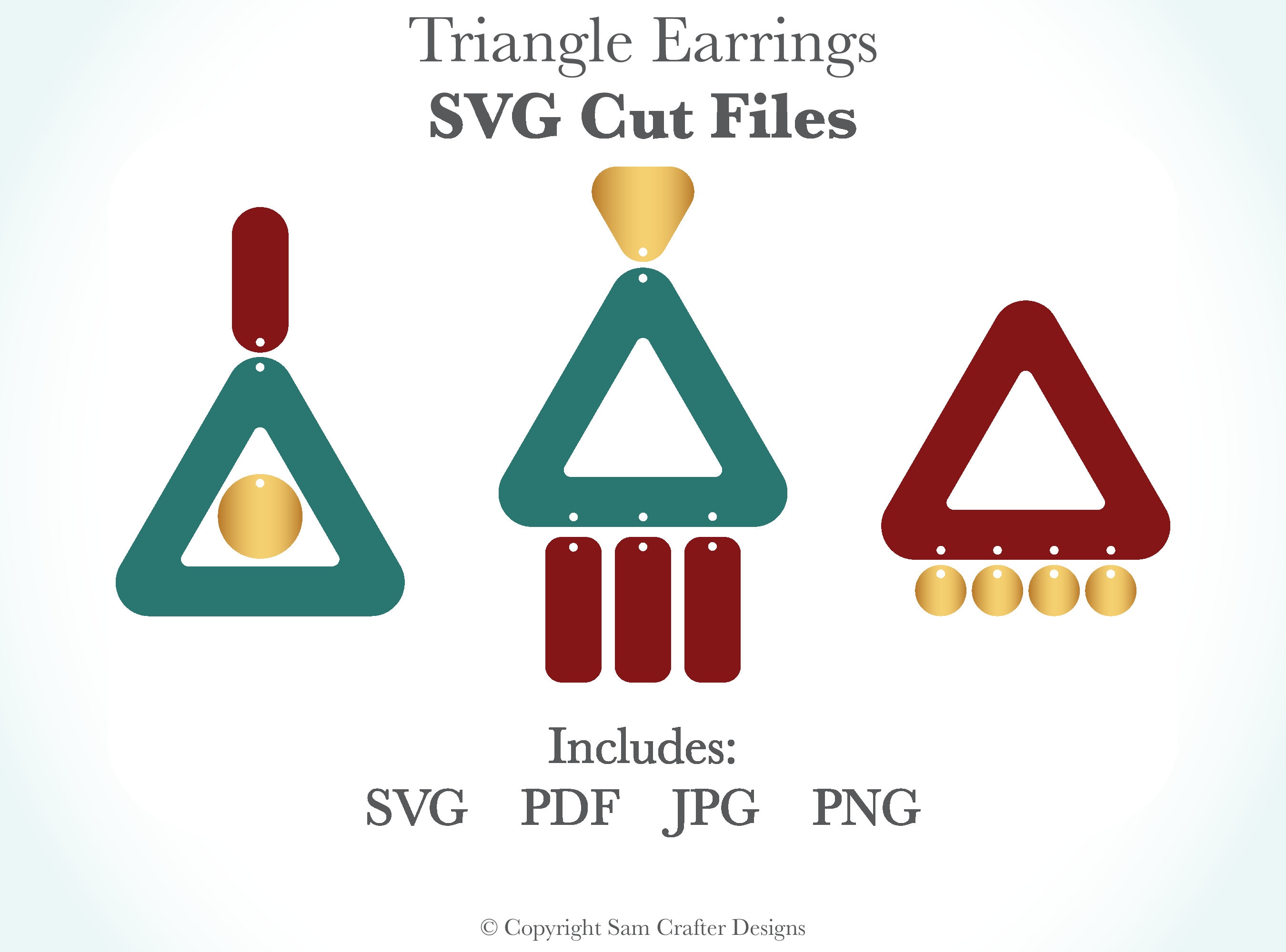Hollow Triangle Shape Earrings SVG Template Cut Files Pattern Design ...