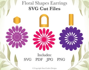 Five Petal Flower Earrings DIY SVG Pdf PNG Cut Files Pattern Wood ...
