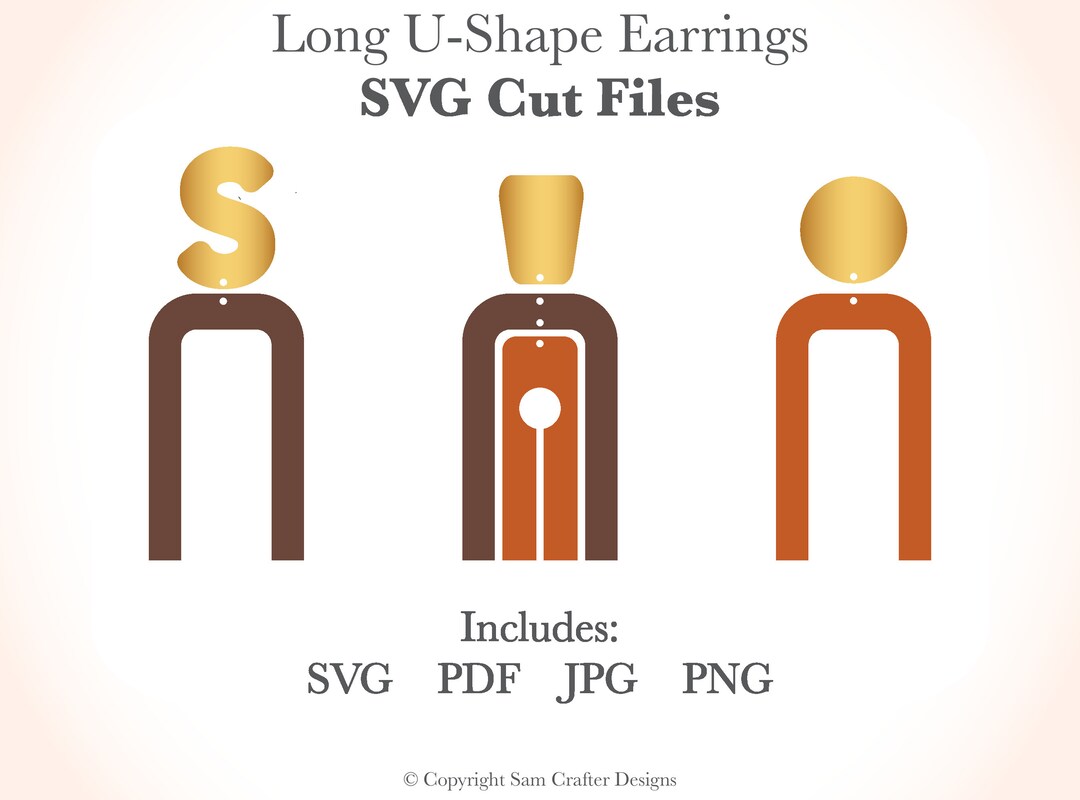 Long Thin U-shape Arch Earrings SVG Template Cut Files Pattern Design ...