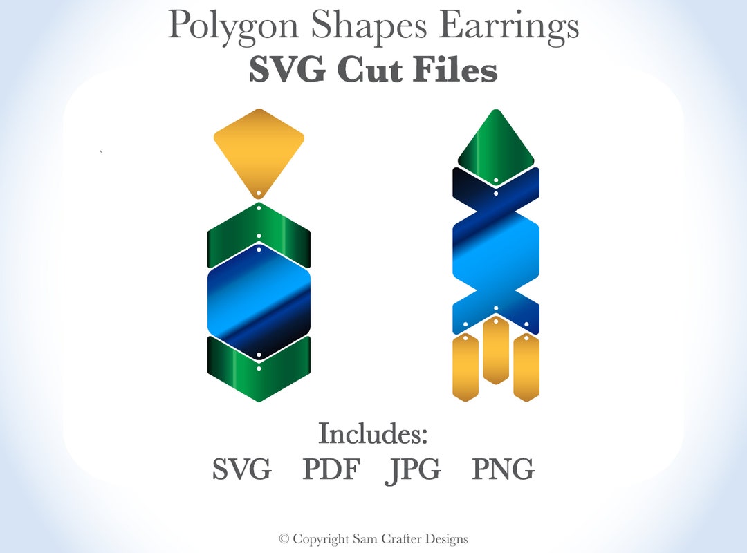 Unique Polygon Rocket Shape Earrings SVG Template Cut Files Pattern ...