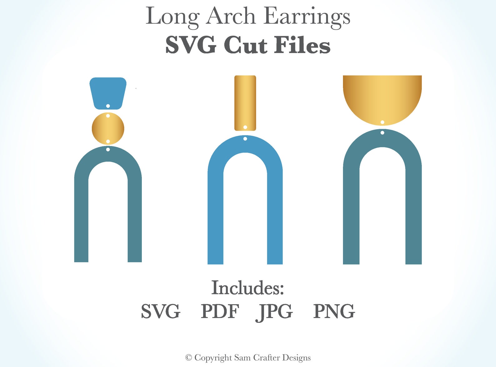 Long Thin Arch Shape Earrings SVG Template Cut Files Pattern Design ...